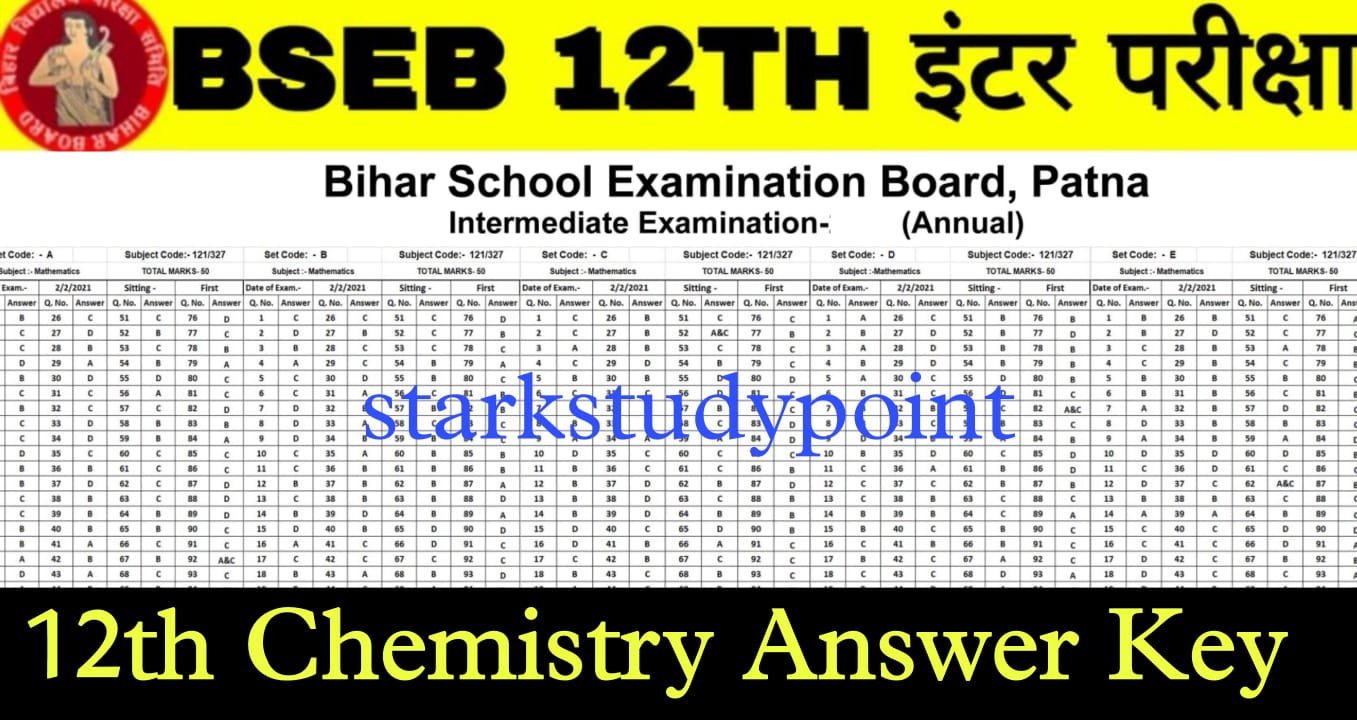 BSEB 12th Chemistry Answer Key 2022 12th Exam Chemistry Objective bseb-12th-chemistry-answer-key-2022-12th-exam-chemistry-objective